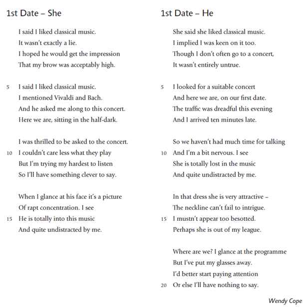 1st Date – She, 1st Date – He | THE GCSE & GCE ENGLISH PORTAL
